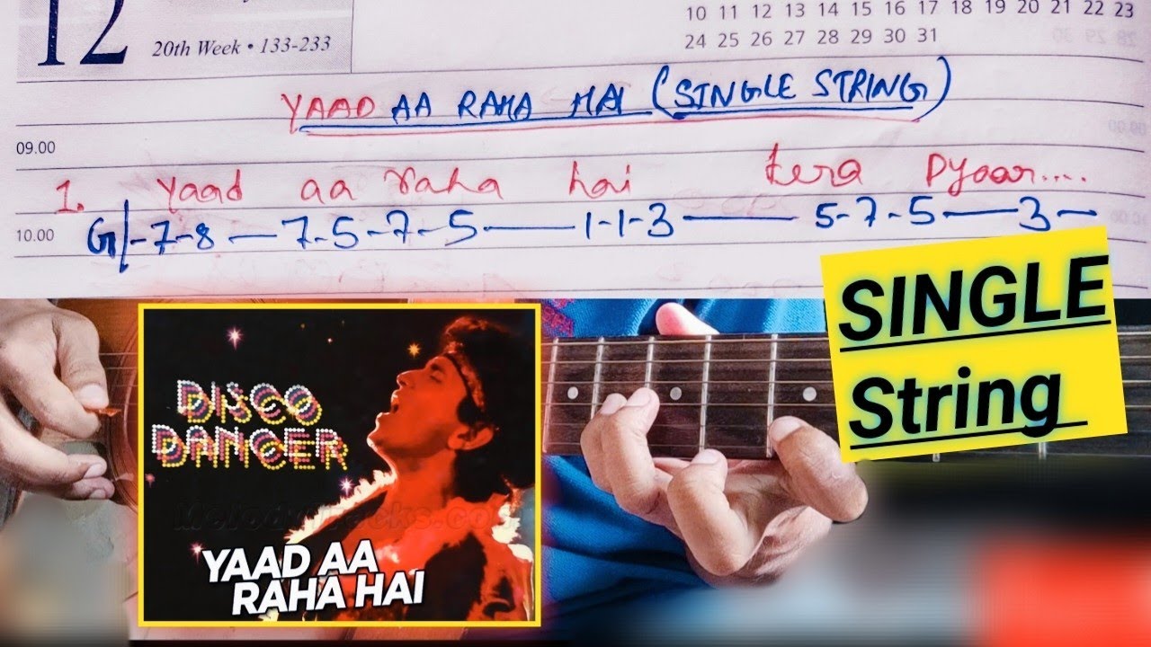 Yaad Aa Raha Hai(Single String)/Disco Dancer//guitar tutorial/Mithun ...
