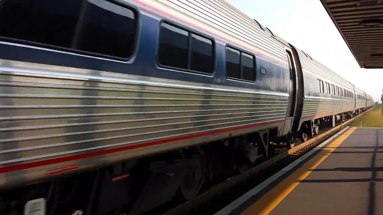 Amtrak train Toronto to New York speeds through Burlington, Ontario ...