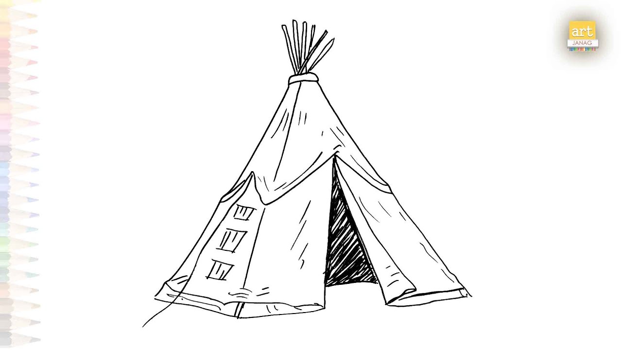 Wigwam drawings easy | House drawing sketches | How to draw teepee easy ...