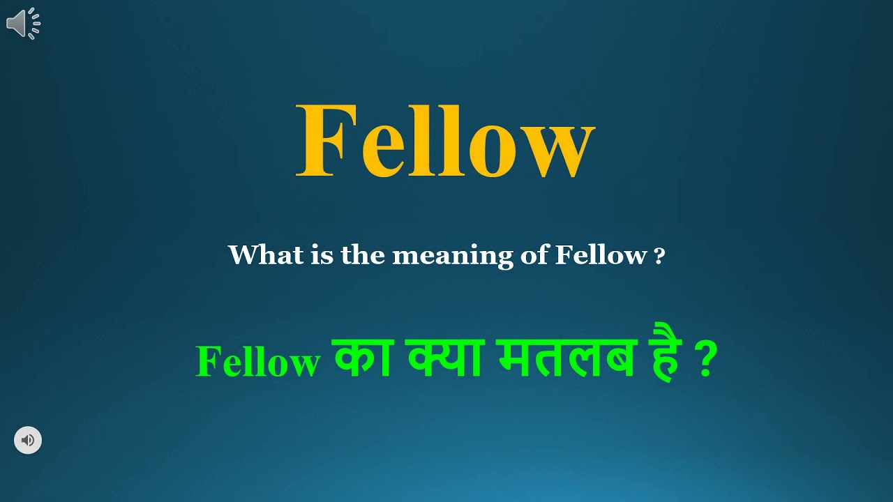 Fellow meaning in Hindi | Fellow ka kya matlab hota hai | daily use ...
