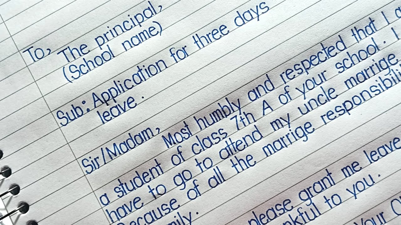 Application For Three Days Leave || Leave Application || MM Handwriting ...