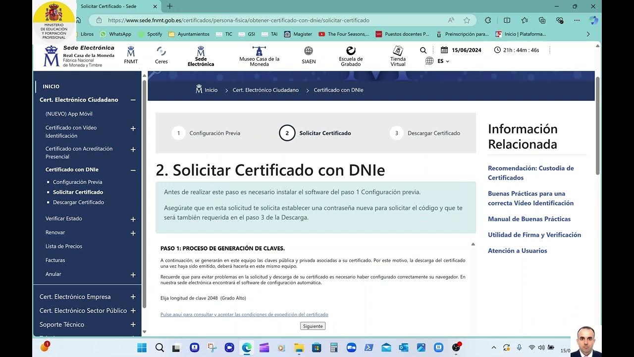 Solicitar Certificado con DNIe Parte IV. Profesor Ingeniero Informático Eduardo Rojo Sánchez ...