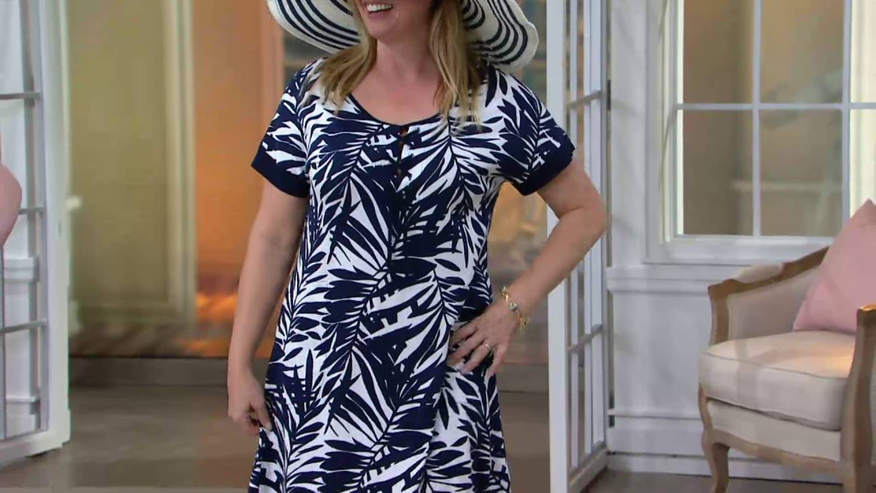 Stan Herman Paradise Palm Color Block Jersey Dress Short or Maxi on QVC ...