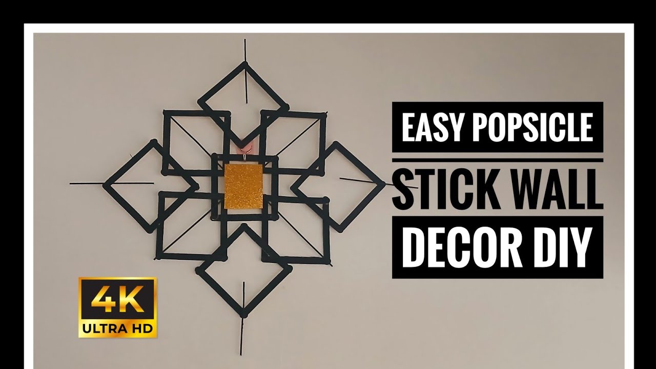EASY POPSICLE STICK WALL DECOR DIY - YouTube