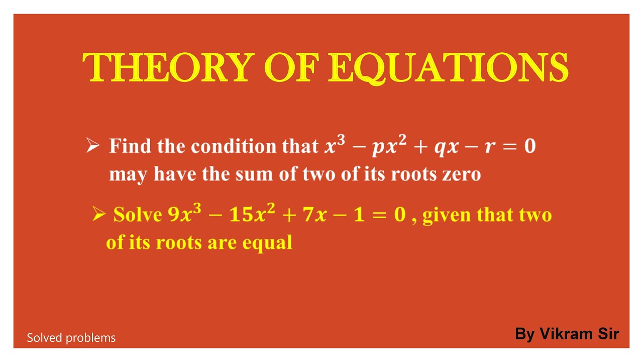 Solve X 3 3x 2 16x 48 0 given That The Sum Of Two Roots Is Zero then