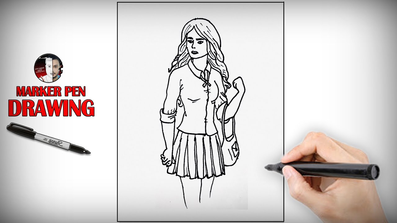 Preppy Drawings Easy | Preppy Girl By June Jenssen Art Azad - YouTube