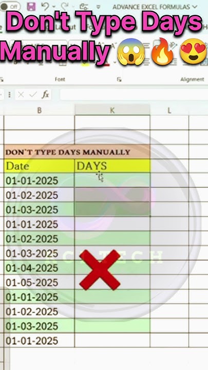 Don't Type Days Manually l Excel tips l Excel Tricks l formula Tricks l #shorts - YouTube