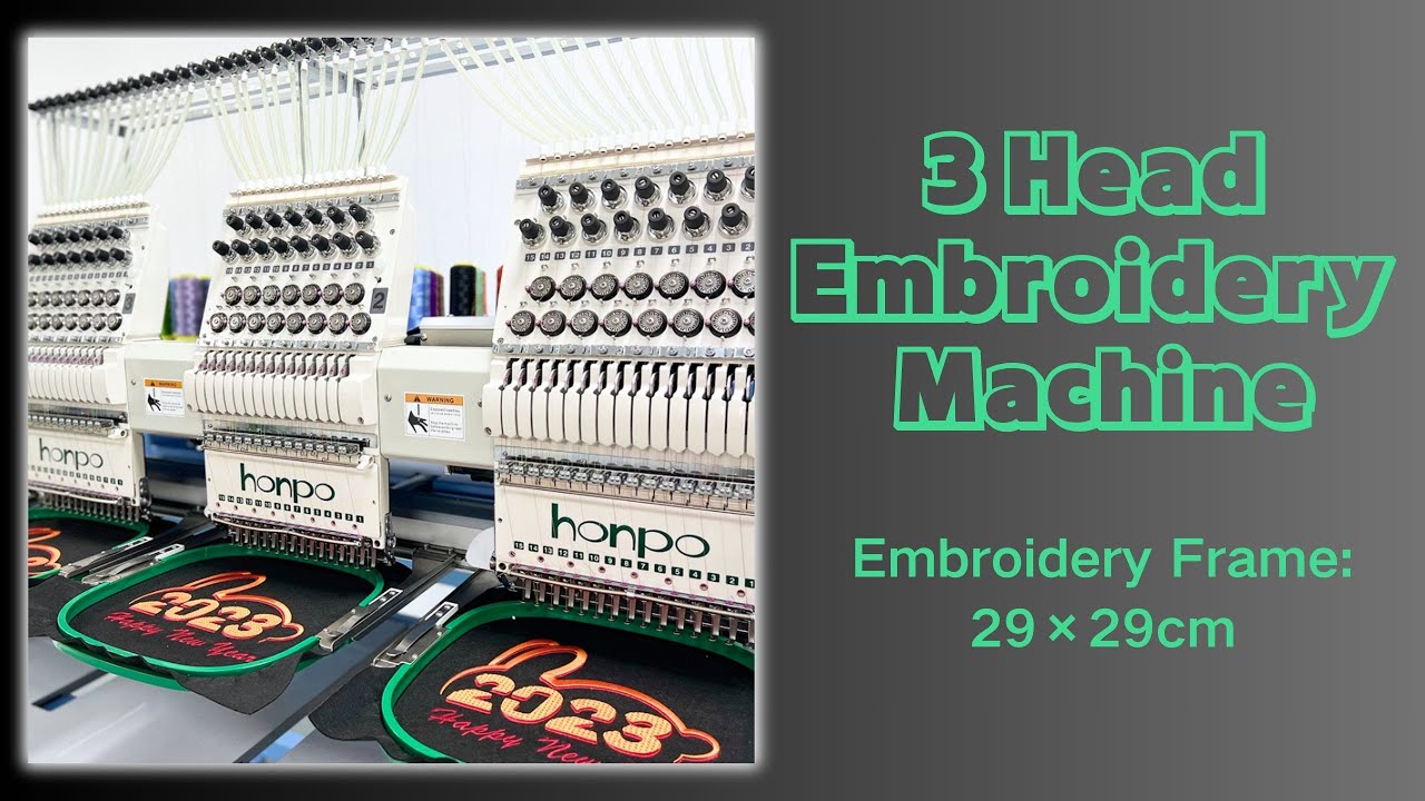 3 Heads Embroidery Machine - HP1503DF - Garment Embroidery - YouTube