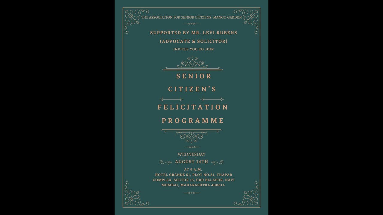 SENIOR CITIZEN'S FELICITATION PROGRAMME - YouTube