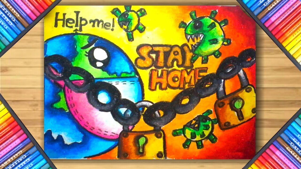 LOCKDOWN CORONAVIRUS EASY DRAWING / STAY SAFE STAY HOME CORONA ...