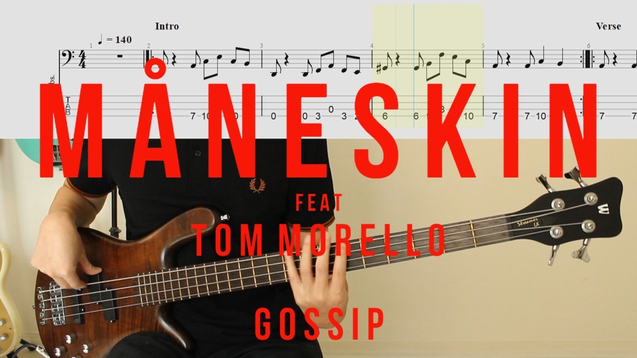 빠져드는 베이스 라인 추천!│Måneskin - GOSSIP ft. Tom Morello│악보│BASS TAB - YouTube
