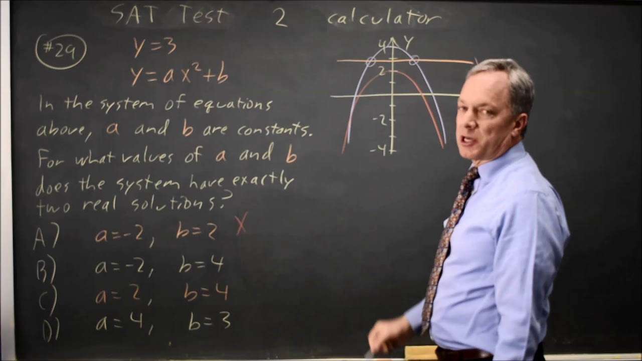 SAT Test 2: nonlinear systems of equations - question #4-29 - YouTube