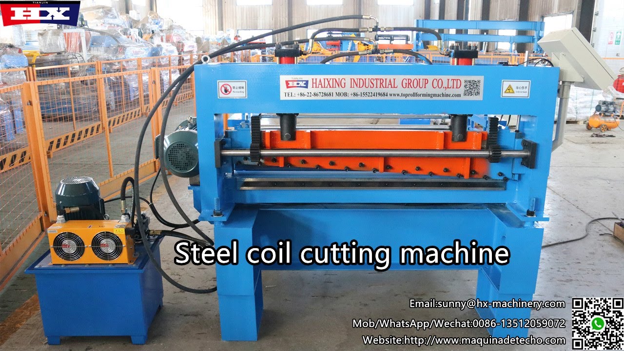 Galvanized steel coil cutting machine - YouTube