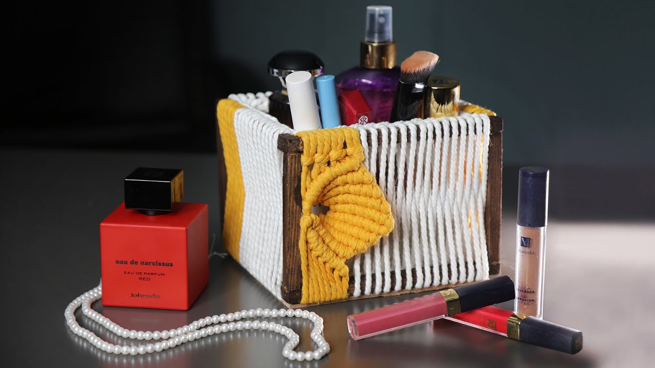 DIY macrame Box with wooden frame : pro techniques revealed - YouTube