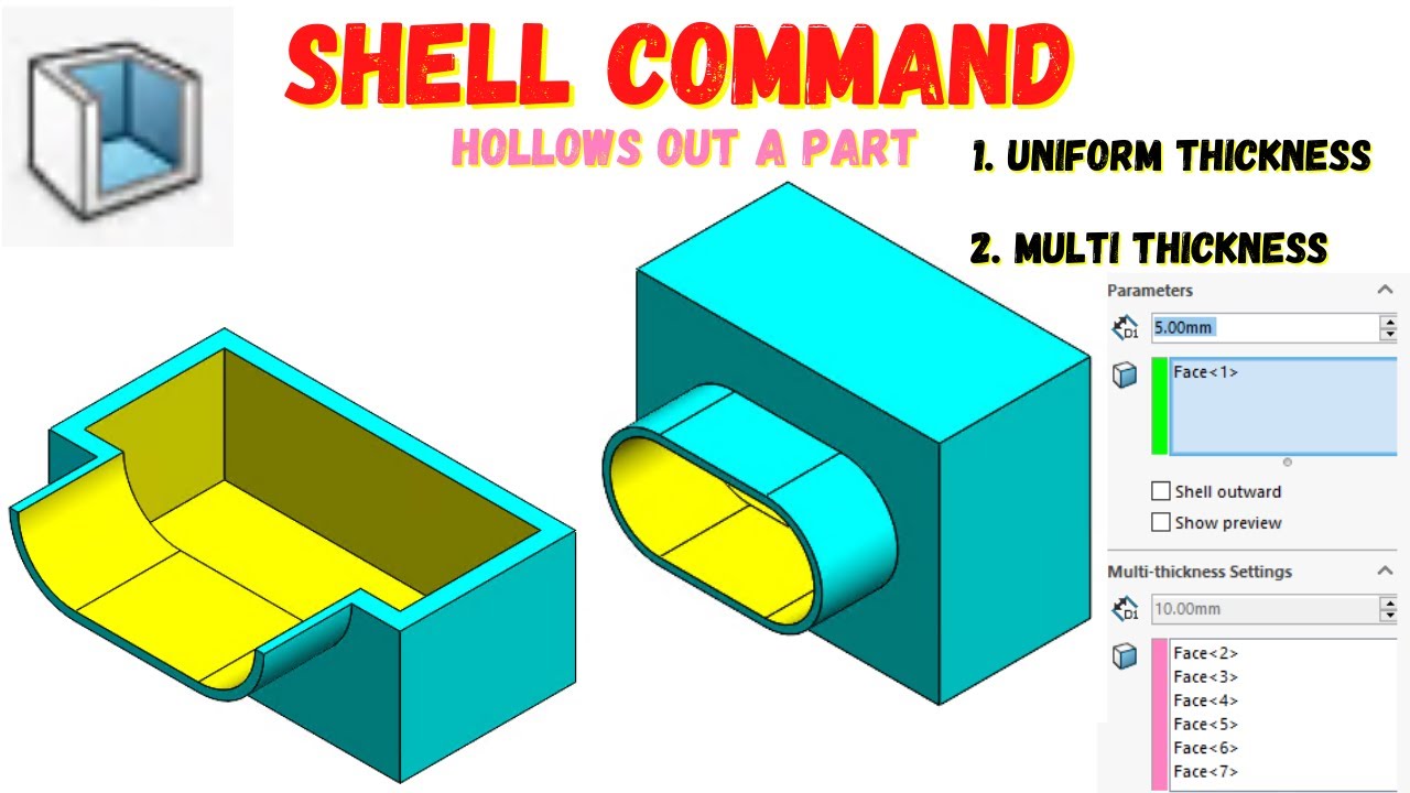 Shell Command in Solid works || Solid Modelling || CAD/CAM || Uniform ...