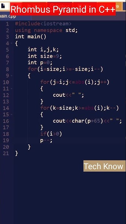 Rhombus Pyramid pattern in C++ || pyramid tutorial || #viral #shorts # ...