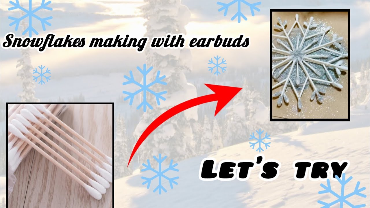snowflakes making with earbuds//very simple home decor crafts//home ...