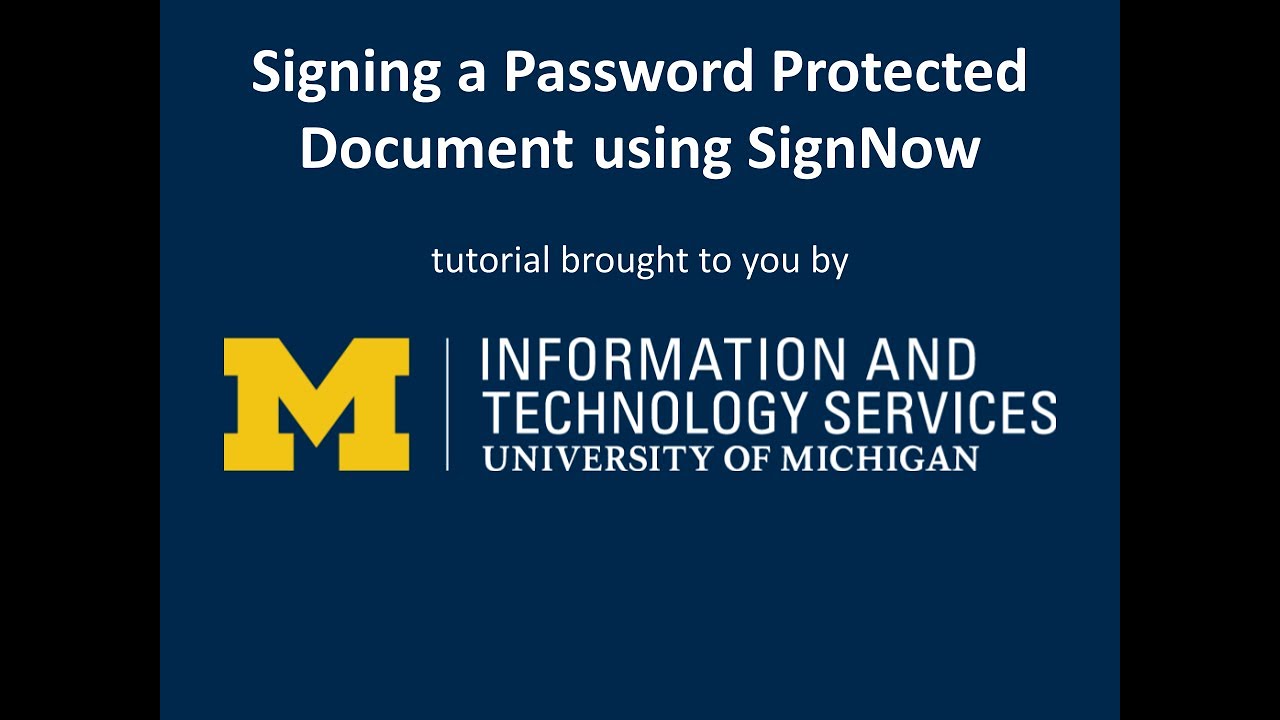 Signing a Password Protected Document using SignNow - YouTube