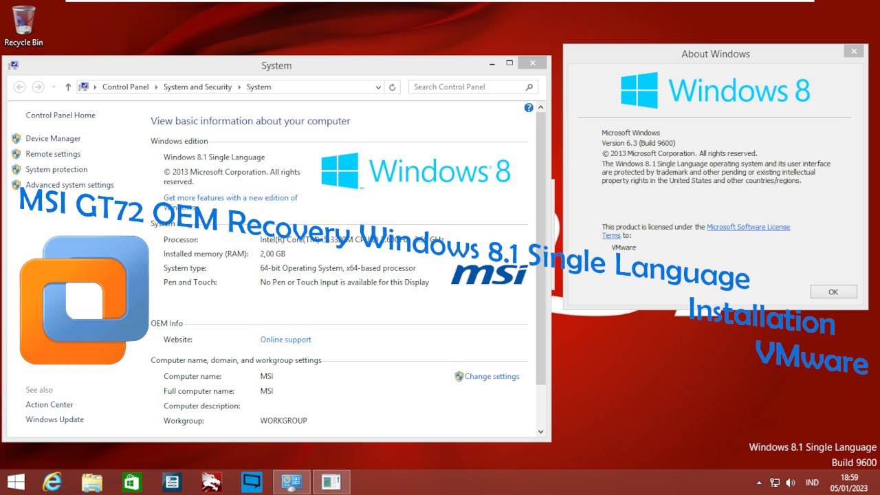 MSI GT72 OEM Recovery Windows 8.1 Single Language Installation - VMware ...