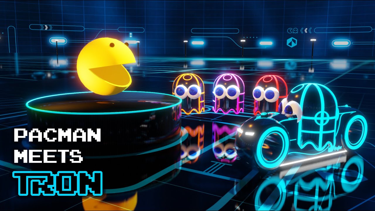 Pacman Meets Tron: 3D Pacman Adventure Animation - YouTube