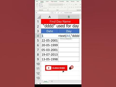 🔥How to find day name from any date. Excel Tips & tricks🔥#shorts #exceltricks - YouTube