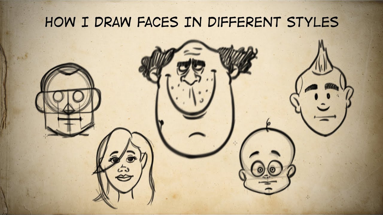 How I Draw Faces In Different Styles - YouTube