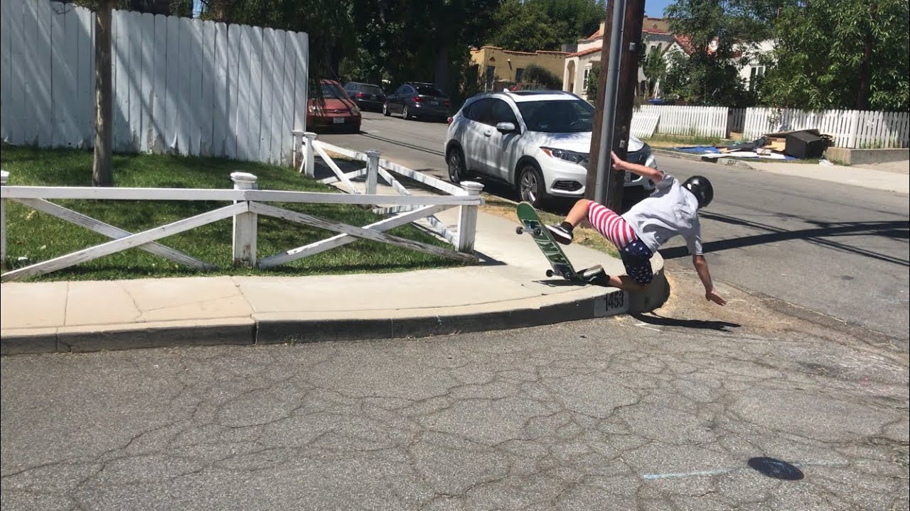 learning to ollie on, onto, and over curbs. - YouTube