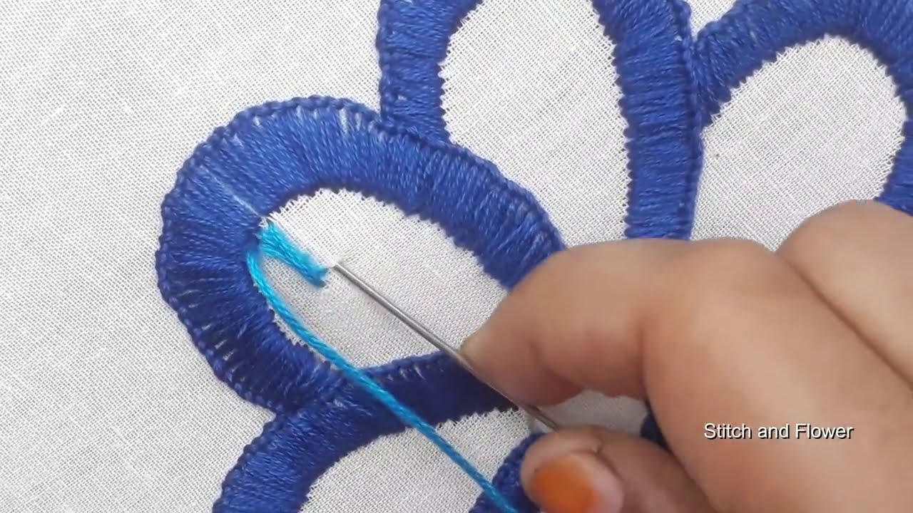 Hand embroidery beautiful fancy flower design - YouTube