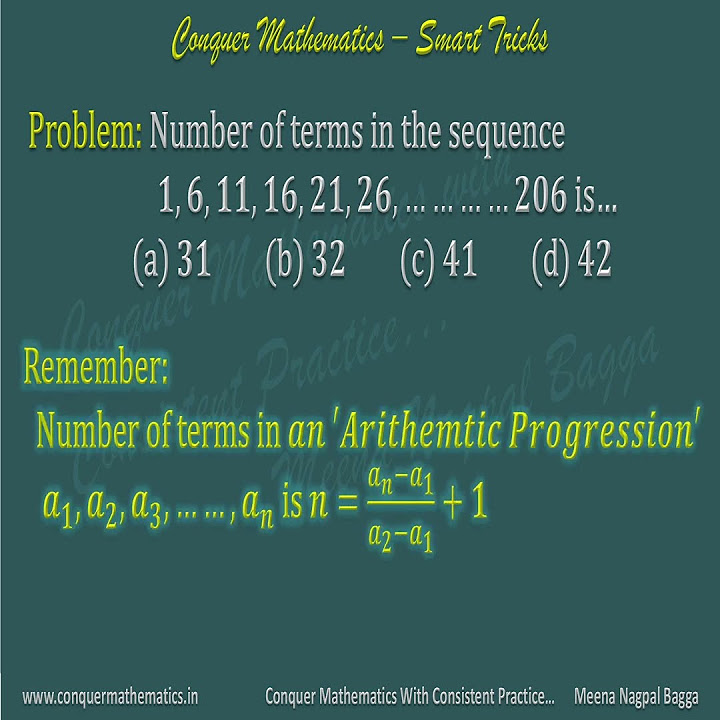 Mathematics - Smart Tricks - 2024 - 61 -Sequences and Series - Number of terms in a sequence 1 ...
