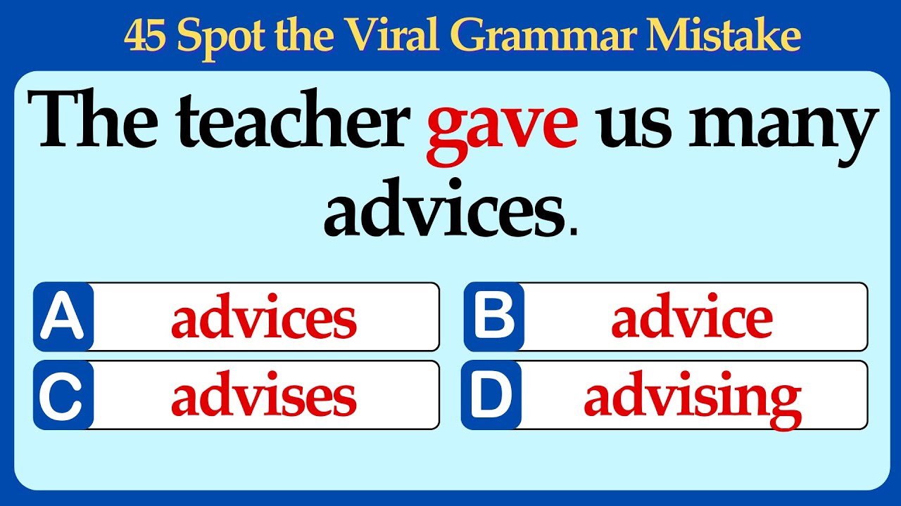 "Master Grammar by Spotting 45 Viral Mistakes || Are You Up for the ...