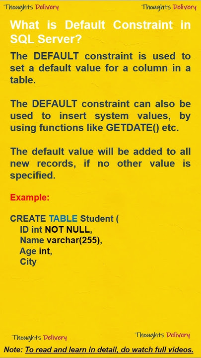 What is Default Constraint in SQL Server?#shorts #youtubeshorts # ...