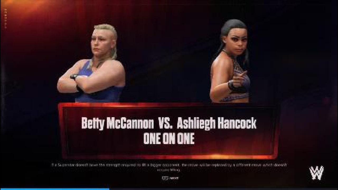 WWE 2K24 One on One - Betty McCannon vs Ashliegh Hancock - YouTube