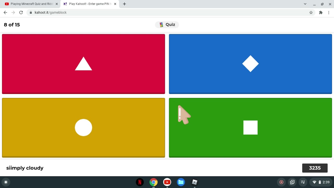 Playing another Kahoot minecraft quiz - YouTube