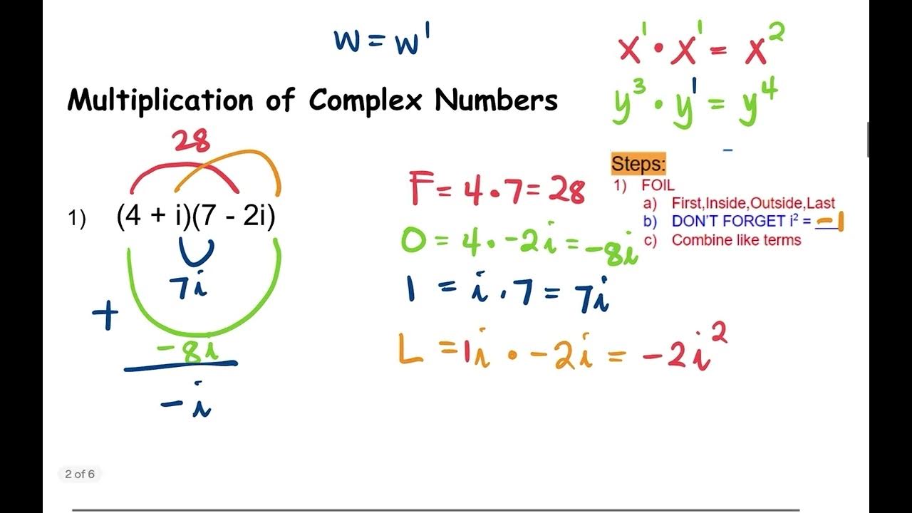 Multiplication of Complex Numbers (Binomials) - YouTube
