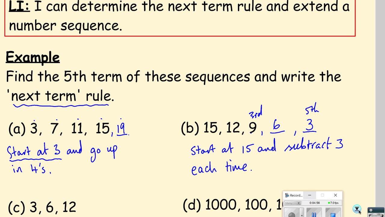 Sequences Lesson 1 Next Term Rules YouTube Sequences Lesson 1 Next Term Rules YouTube