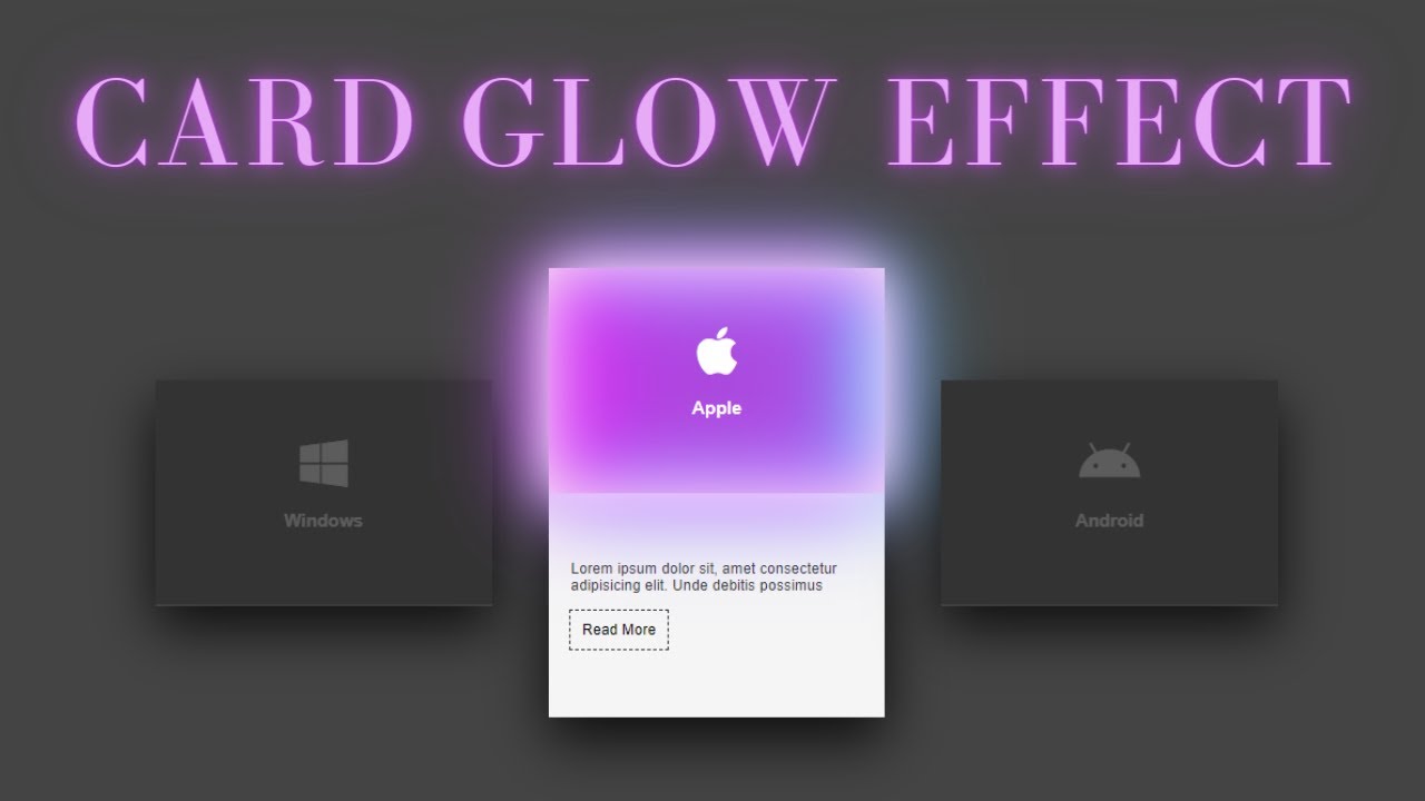 Html And Css Card Glow Effect Html Css Cards Glow Youtube