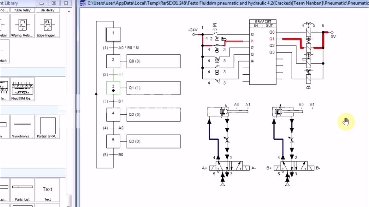 GRAFCET avec fluidsim (exemple simple) - YouTube