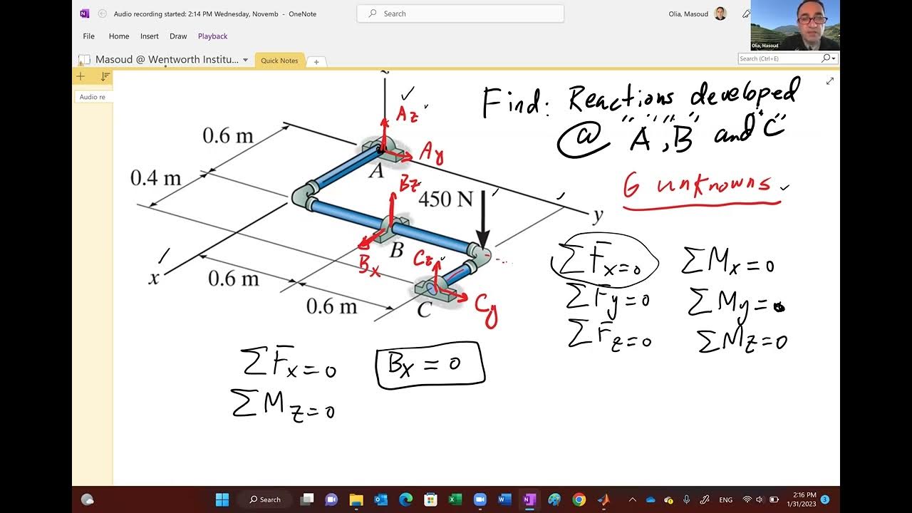 Three Dimensional Rigid Body Equilibrium Example - YouTube