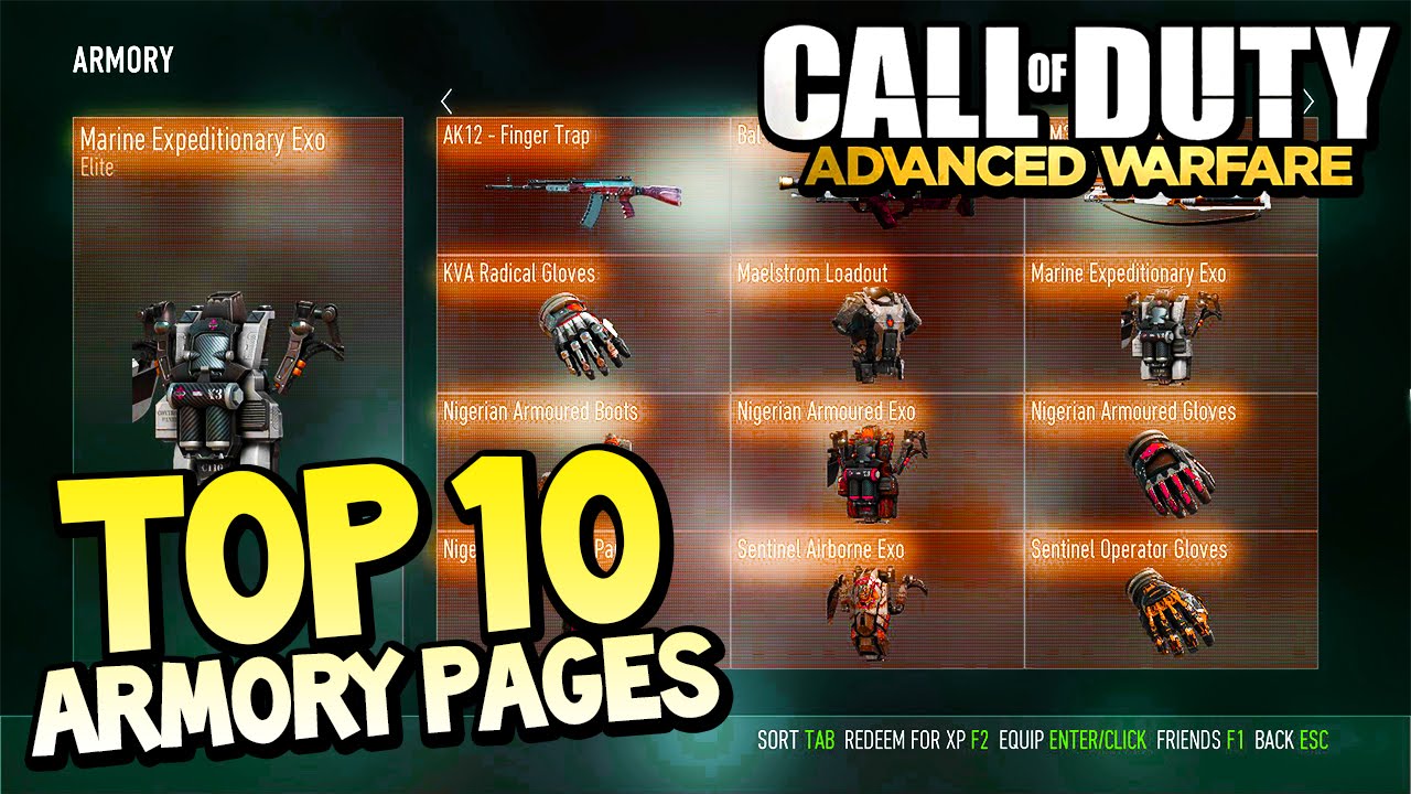 Top 10 "BEST ARMORY PAGES" In Advanced Warfare (Top 10 - Top Ten) Call ...