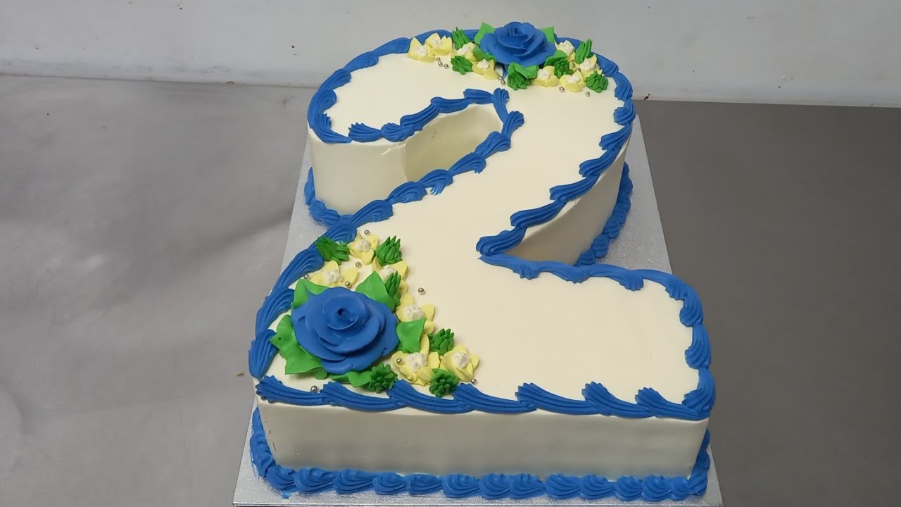 How to make number 2 cake with fresh cream - YouTube