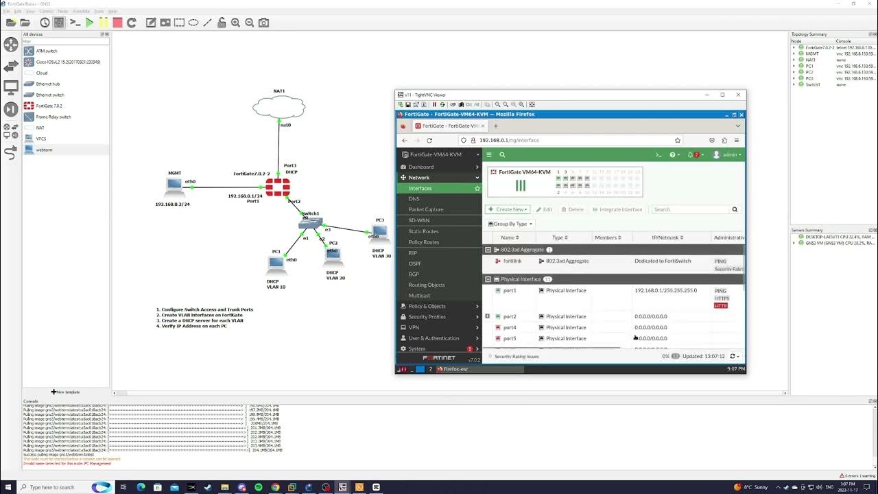 FortiGate (GNS3) NSE4 - Creating VLANS and Inter VLAN Routing - YouTube