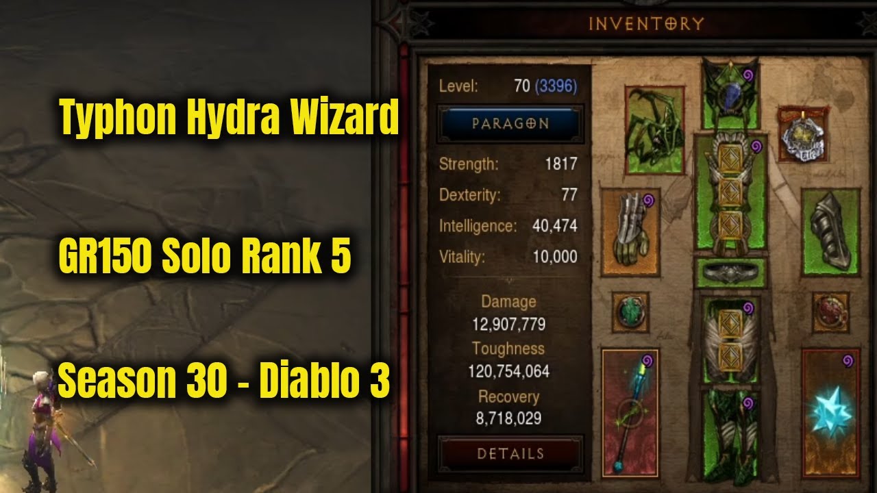 Season 30 Typhon Hydra Wizard GR150 Solo Rank 5 - Diablo 3 - YouTube