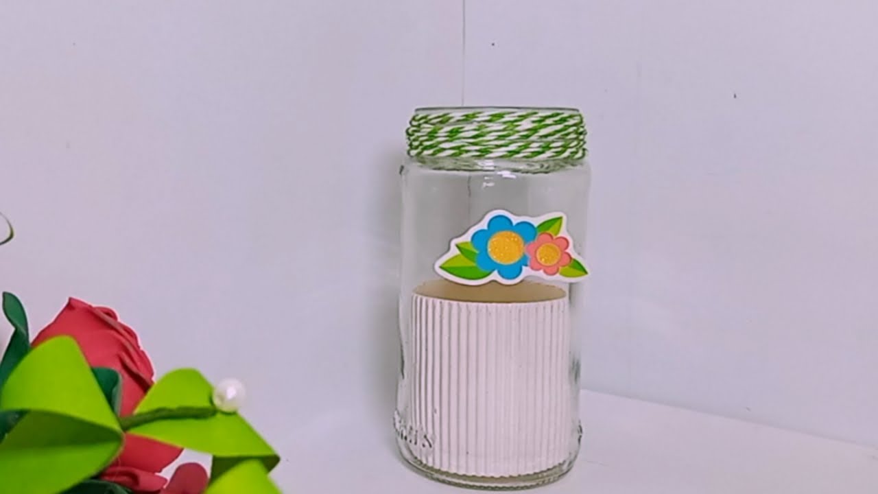 Glass jar decoration idea | Diy | How to reuse glass jar | recycle the ...