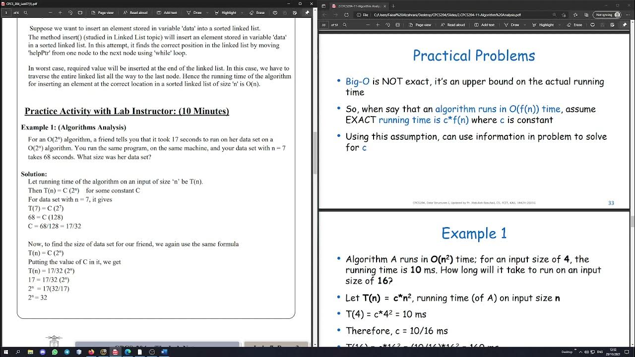 CPCS204 Lab7, Algorithm Analysis - YouTube