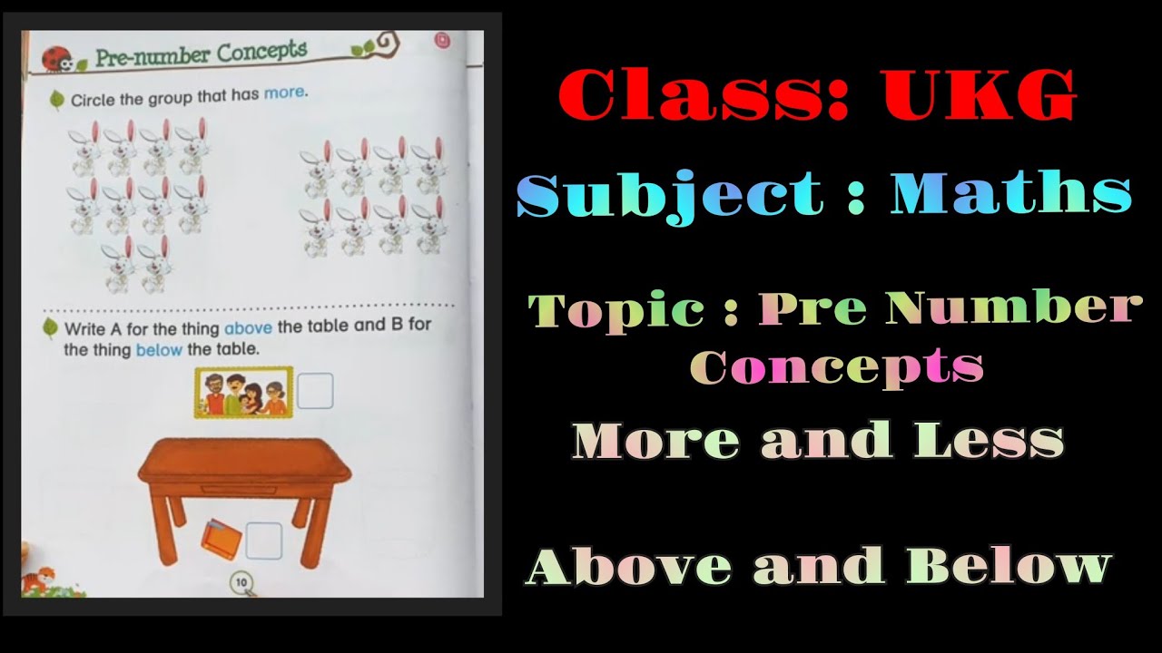 UKG Maths/Pre number concepts More and Less/Above Below - YouTube