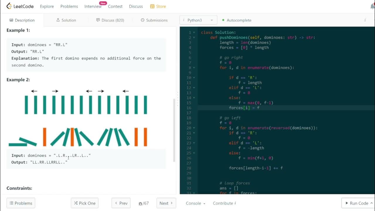 LeetCode 每日一題 Daily Challenge 838. Push Dominoes - YouTube