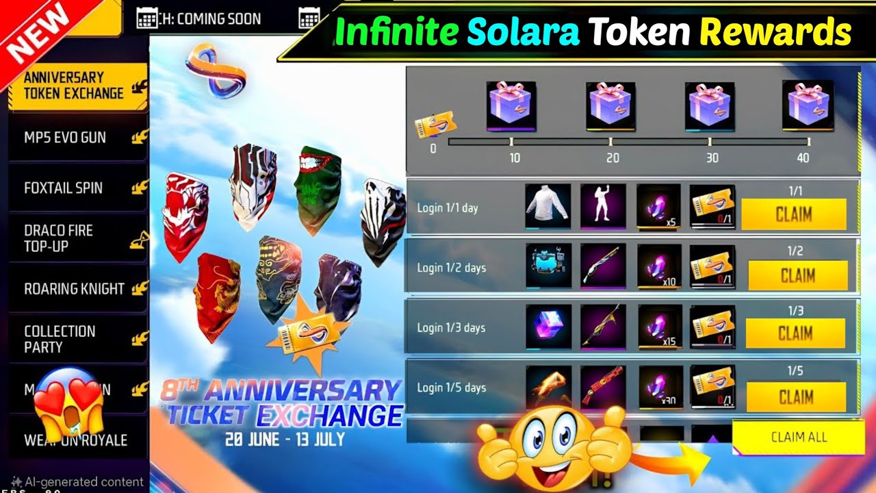 Infinite Solara Token 😍🔥 অনেক কিছু পাবে | How To Get 8 Anniversary ...