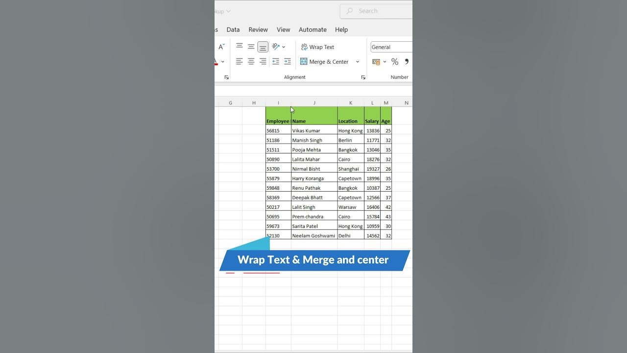 Wrap text in excel | Merge and center in excel | - YouTube