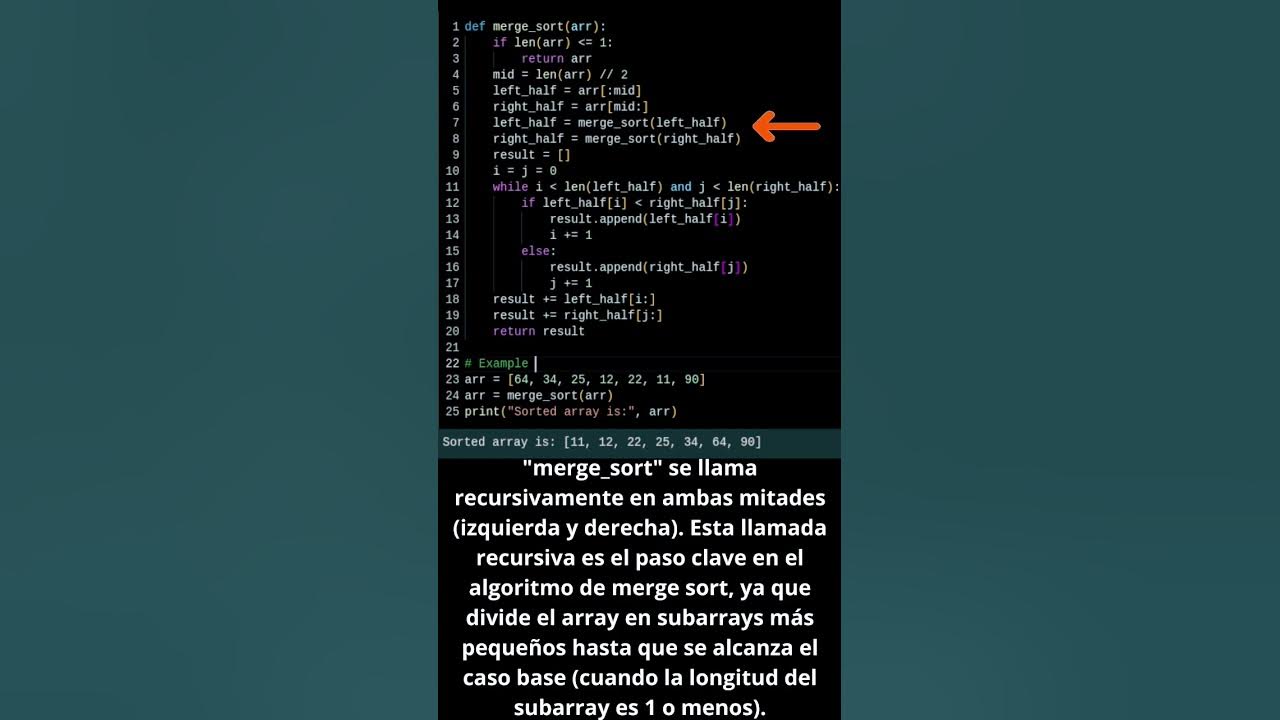 Algoritmo Merge Sort Python Code Codigo Bigdata Algoritmo