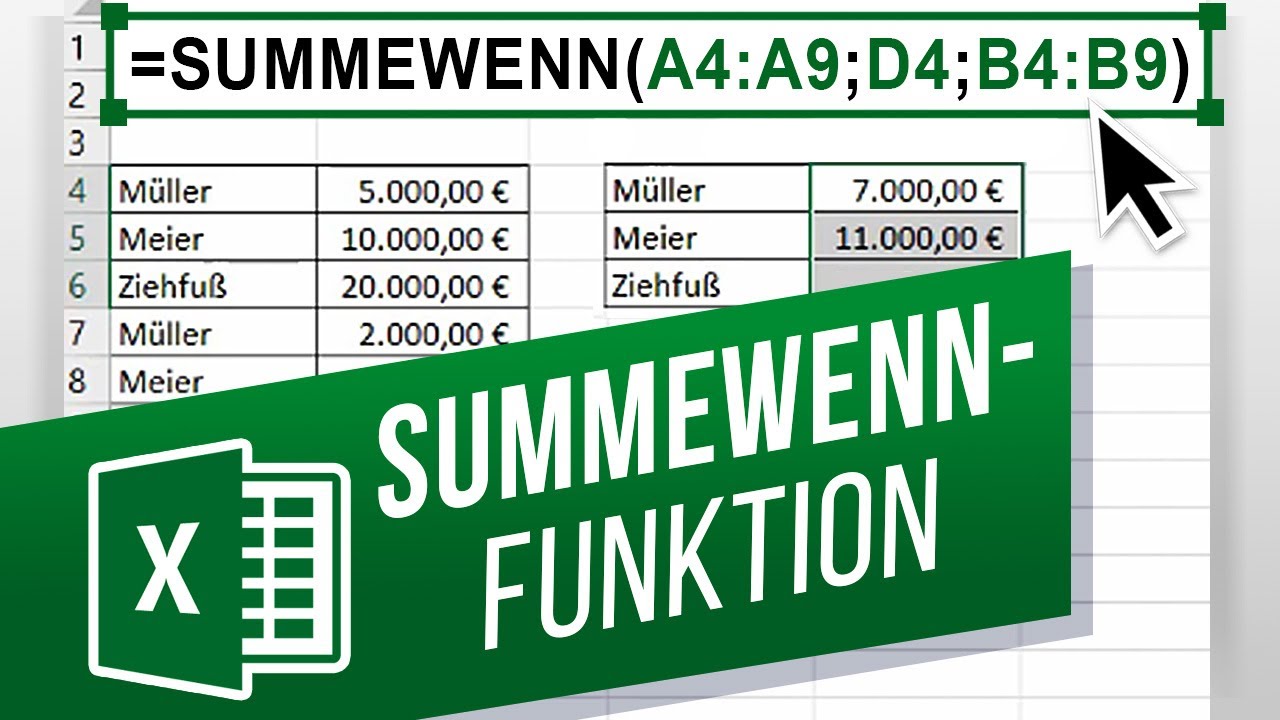 Excel: Summewenn-Funktion benutzen | Summewenn einfach anwenden - YouTube